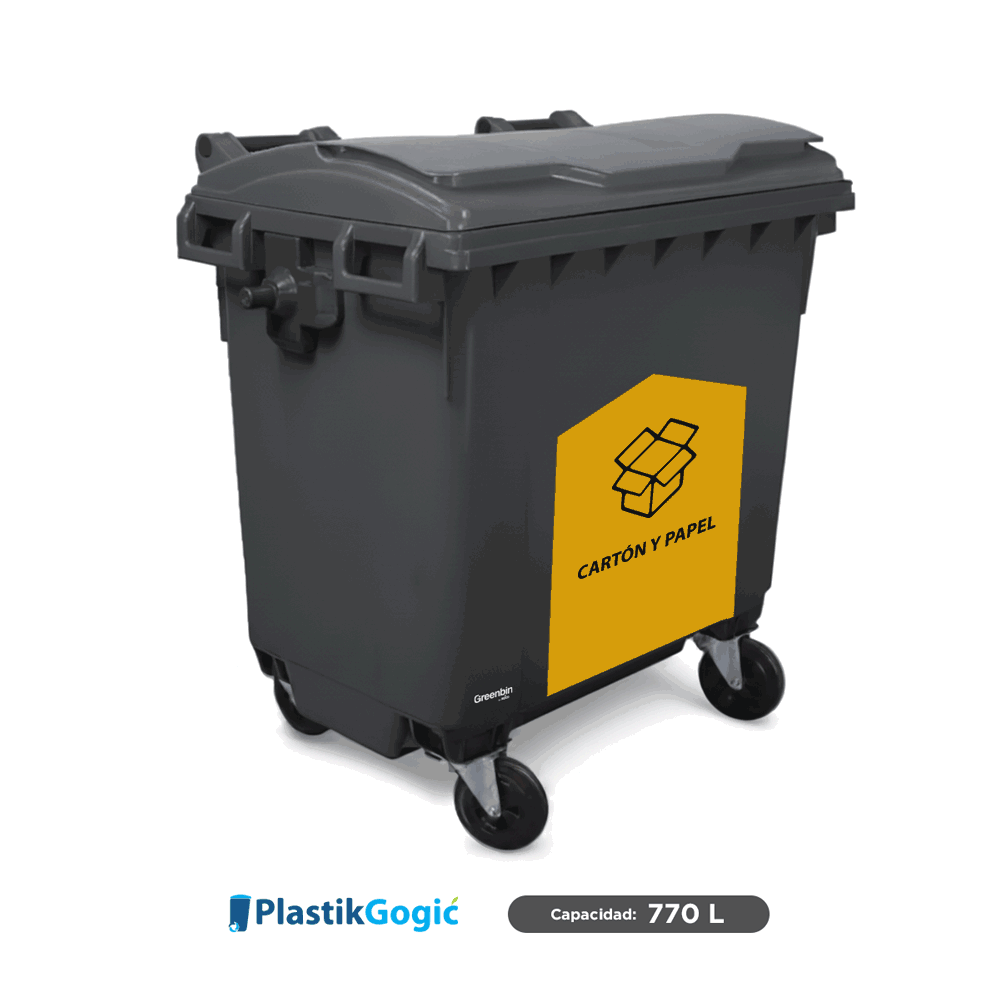 Contenedor con 4 ruedas con identificadores gubernamentales Plastik ...