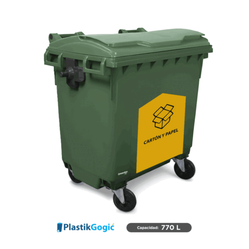 Contenedor con 4 ruedas con identificadores gubernamentales Plastik ...