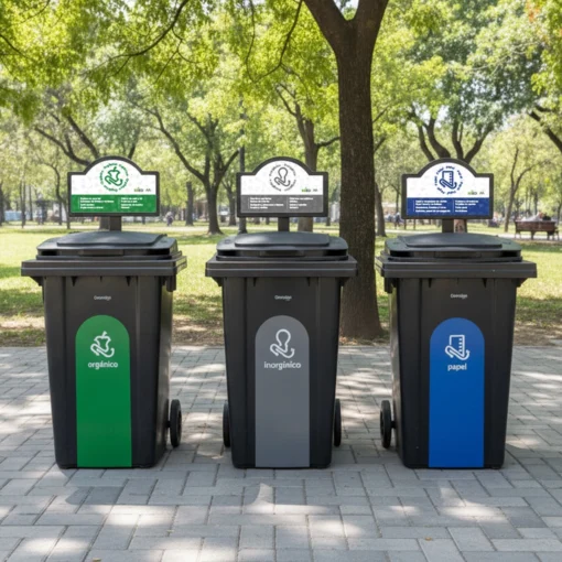 Estación ecológica modular 240 L 2 ruedas individual 1 contenedor ...